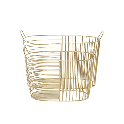 CosmoLiving by Cosmopolitan Metal Round Storage Basket with Handles, Set of 2 20", 17"W, Gold