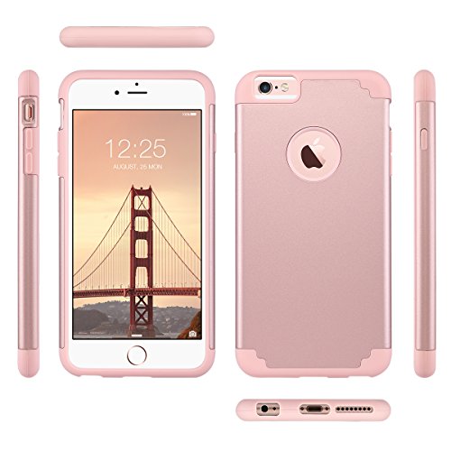ULAK iPhone 6 Plus Case, iPhone 6S Plus Case, Slim Dual Layer Soft Silicone and Hard Back Cover Anti Scratches Bumper Protective Case for Apple iPhone 6 Plus / 6S Plus 5.5 inch - Rose Gold