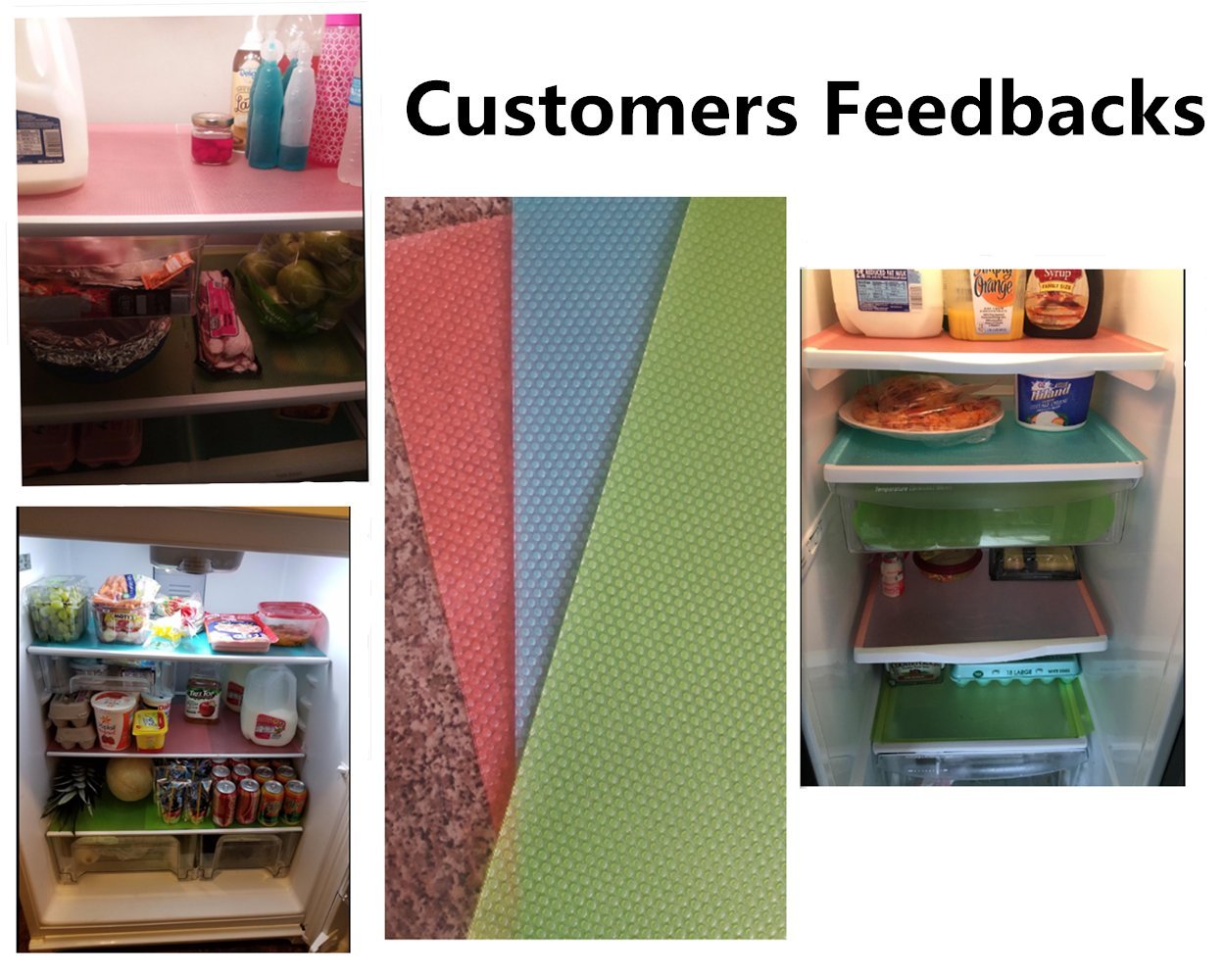 Cafurty 6 Pcs Refrigerator Liners, Can Be Cut Refrigerator Mats Waterproof Fridge Pads Vegetable Fruits Fresh Pad Drawer Table Placemats Cabinet Protective Pads Shelves Mats