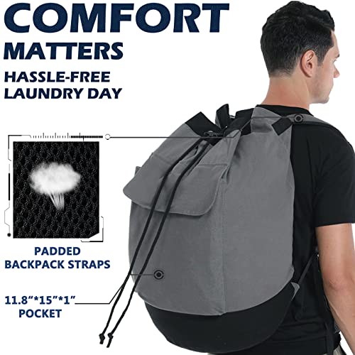 Laundry Bag Backpack, Canvas Laundry Backpack for College Students, Large Backpack Laundry Bag, Heavy Duty Laundry Bag with Straps, Laundry Duffle Bag, Laundromat BagĀ for Dorm Room, Apartment, Camping