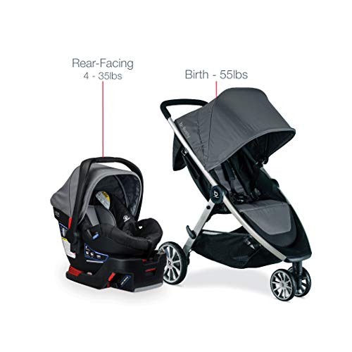 BRITAX B-Lively Travel System with B-Safe 35 Infant Car Seat | One Hand Fold XL Storage Ventilated Canopy, Dove (S05587900)