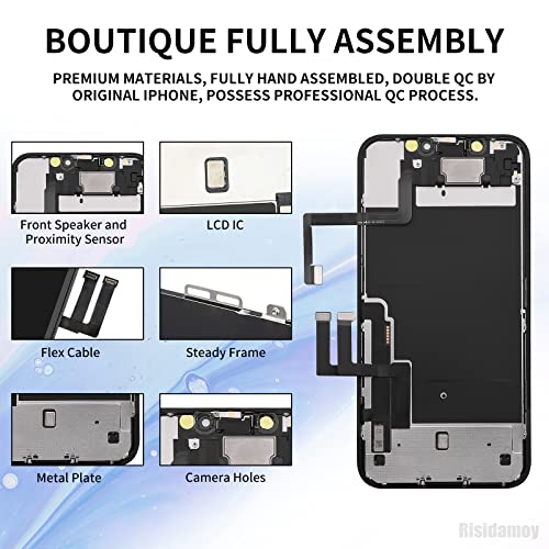 for iPhone 11 Screen Replacement 6.1β with Ear Speaker and Sensor Kit Full Assembly, 3D Touch LCD Display Digitizer Fix Tools with Magnetic Screw Mat Front Earpiece Repair HD Glass A2111, A2223, A2221