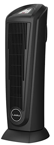 Lasko Portable Oscillating Indoor Electric Ceramic Tower Space Heater with Tip-Over Safety Switch, Overheat Protection, Timer and Remote Control, Safe for Home, 22.5 Inches,1500W, 751321, Black