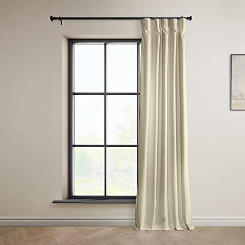 HPD HALF PRICE DRAPES Blackout Solid Thermal Insulated Window Curtain 50 X 84 Signature Plush Velvet Curtains for Bedroom & Living Room (1 Panel), VPYC-SBO161204-84, Angora Beige