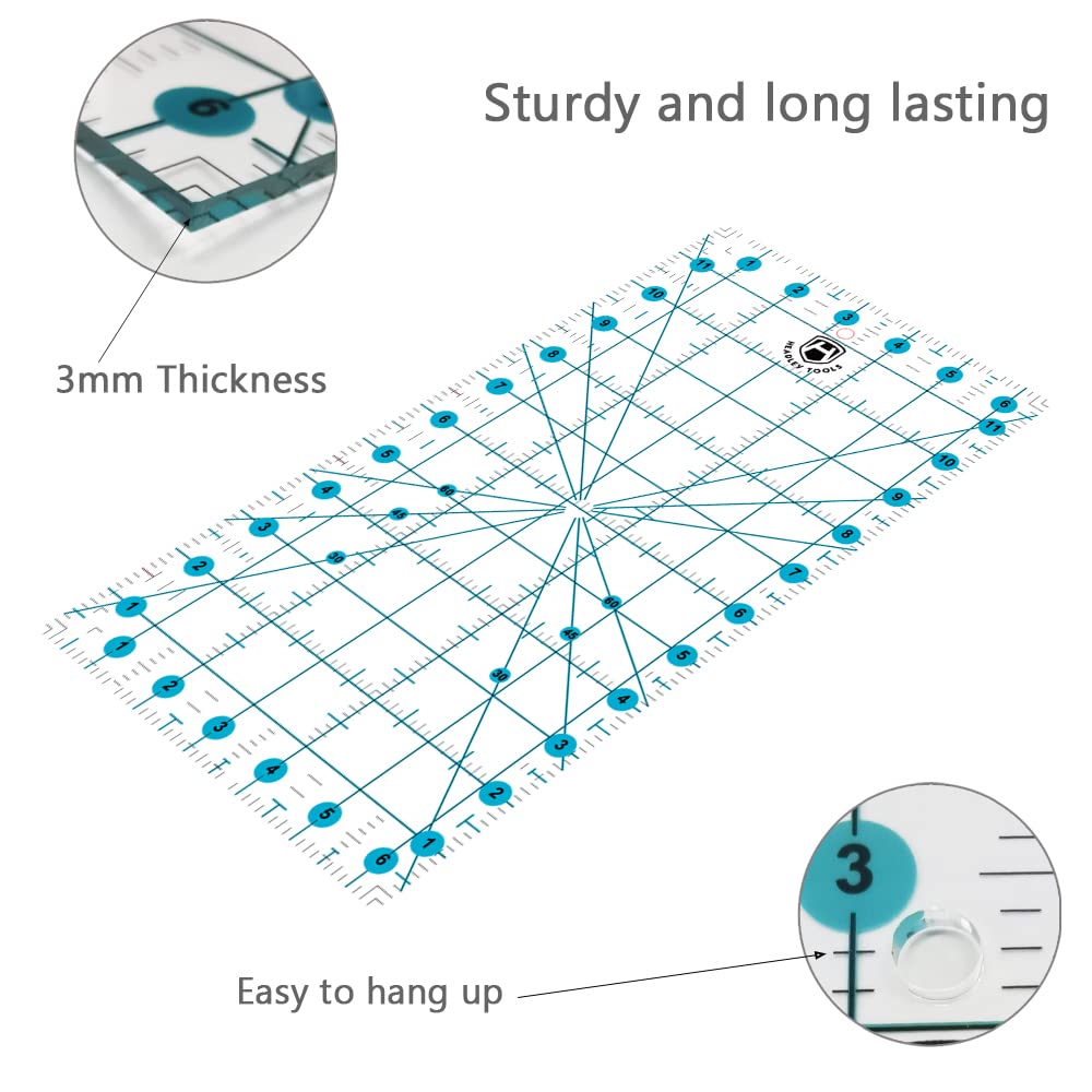 Headley Tools Rotary Cutter Set - 45mm Fabric Cutter, 5 Extra Rotary Blades, A3 Cutting Mat, Quilting Ruler and Sewing Clips, Craft Knife Set, Ideal for Crafting, Sewing, Patchworking,Turquoise