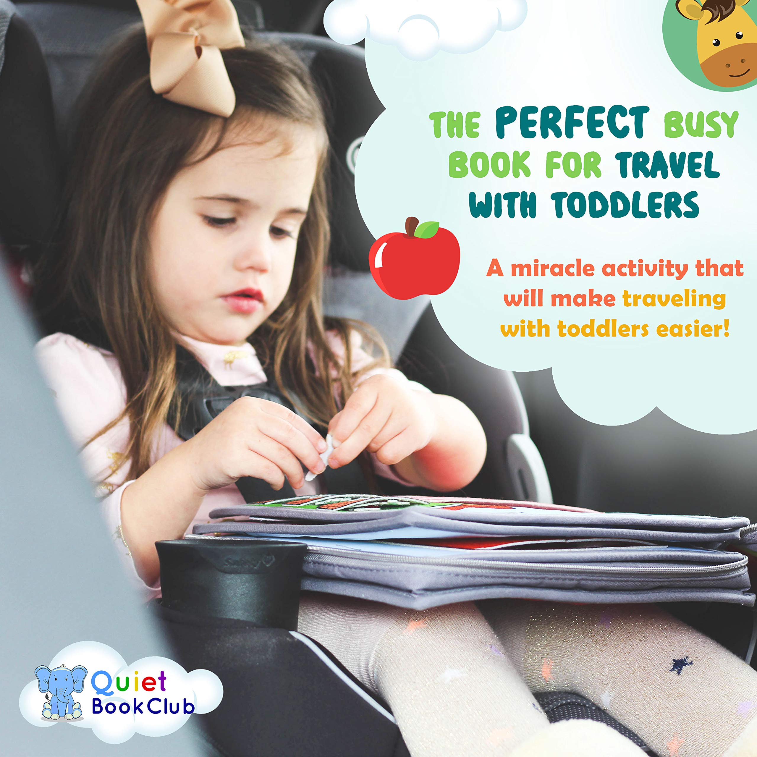 Quiet Book Busy Book for Toddlers Montessori Book Airplane Activity Toy for Car Preschool Travel Activities Road Trip