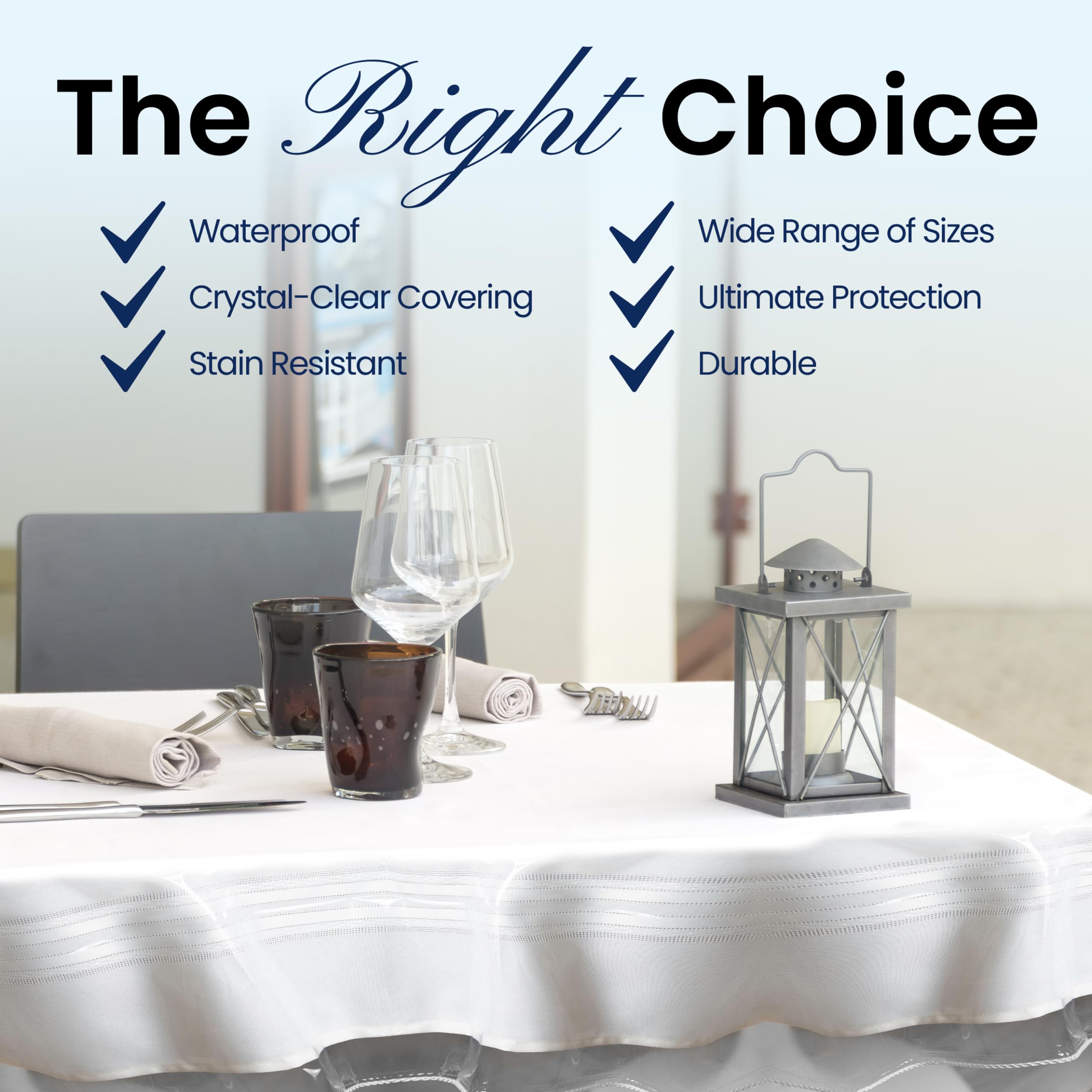BRODER MFG. INC. Tablecloth Protector Crystal Clear Vinyl (52"x70" Oval) | Thick, Durable Clear Table/Tablecloth Protector | Perfect for Parties, Special Occasions, Gatherings, and Everyday Use