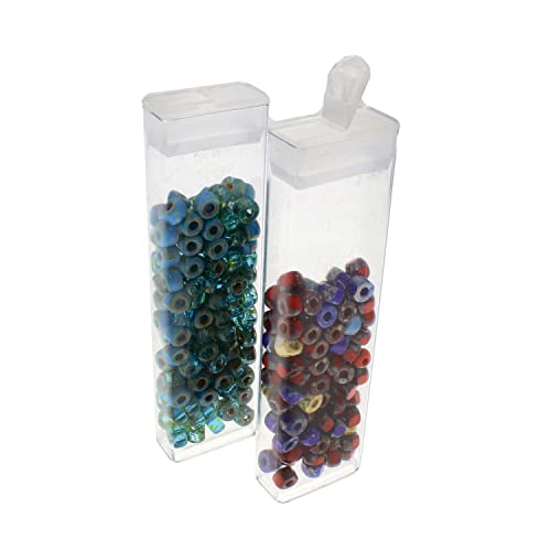 The Beadsmith Clear Plastic Boxes - Rectangle with a Flip Top Cap - 7/16β x 1β x 3-3/4β - Use for Beads, Bath Salts, Wedding & Party Favors, Home or Office Storage - Bag of 100