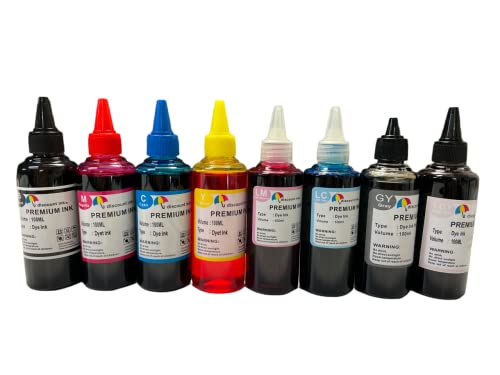 Inkpro 8x100ml Refill Ink for Canon PIXMA PRO-100 Wide-Format Printer CLI-42, Black Cyan Magenta Yellow LC LM Gray LGR, 100 ml