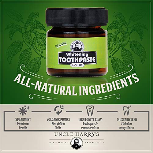 Uncle Harry's Spearmint Sensitive Teeth Whitening Toothpaste Polish | Natural SLS Free Toothpaste Freshens Breath & Promotes Enamel | Toothpaste Fluoride Free