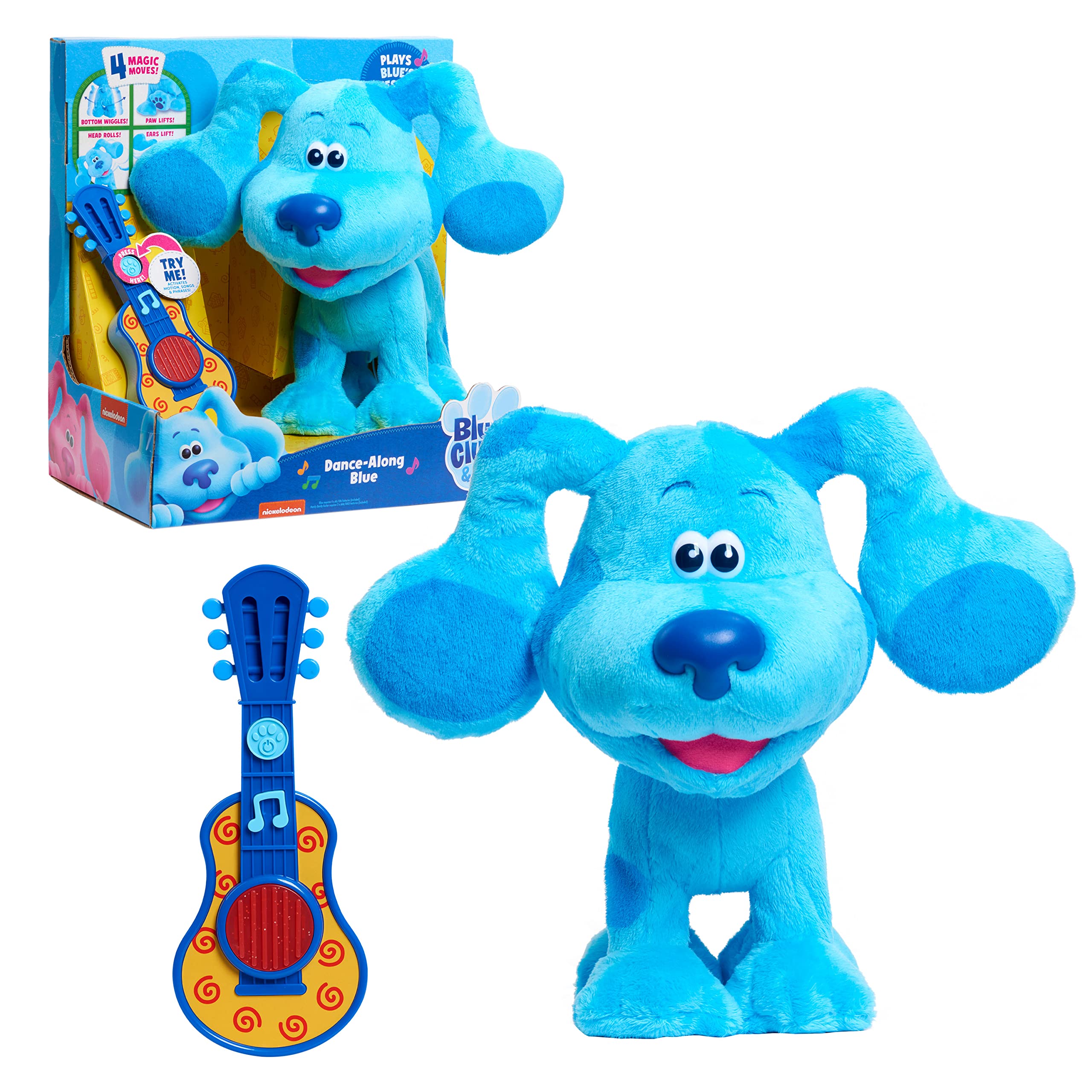 Blue’s Clues & You! Dance-Along 12-inch Blue Plush Stuffed Animal, Guitar Plays Music from the Show, Dog