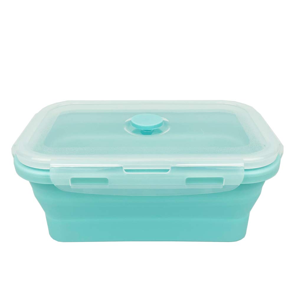 CCyanzi Set of 4 Collapsible Containers Food Storage Collapsible Bowls for Camping Collapsible Silicone Food Containers with Airtight Lids, Microwave, Freezer Safe, For Camping