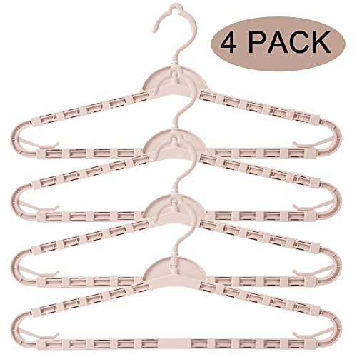 Foshine 4 Pack Extra Large Hangers Big Clothes Hangers Enlarge Adjustable Shoulder 16.5"-26" Drying Hanger Sturdy for Wide Polos Tops Cardigans Quilt Bath Towel Big and Tall Shirts (Light Pink)