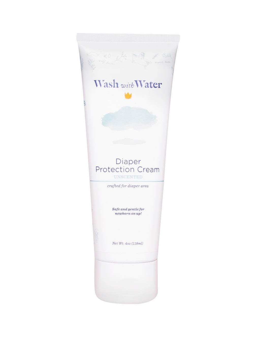 Wash with Water Baby Diaper Cream with Calendula + Moroccan Argan Oil for Diaper Rash, Sensitive Skin & Eczema, 4oz