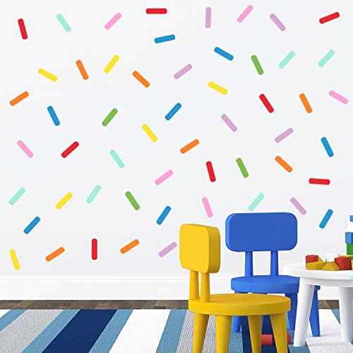Supzone 128Pcs Colorful Sprinkles Wall Decals Confetti Wall Stickers Mini Bar Matte Finish Vinyl Wall Art Sticker for Kids Nursery Playroom Teen Girl's Bedroom Dorm Home Wall Decoration