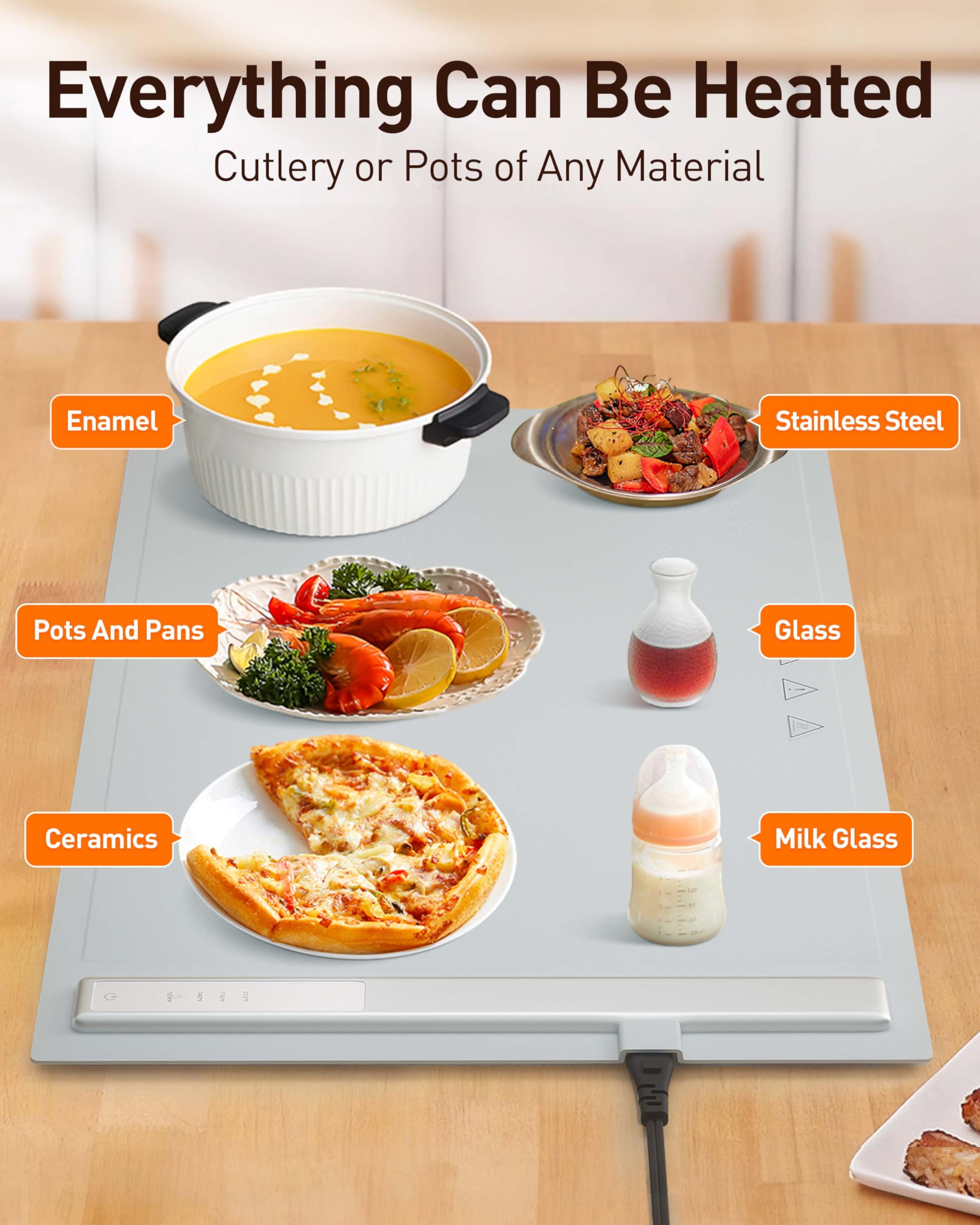Electric Warming Tray for Party - Food Warmers with Adjustable Temperature, Foldable Food Warming Tray for Features 3 Modes & Fast Heating, Hot Plate for Pizza, Buffet, Family Gatherings