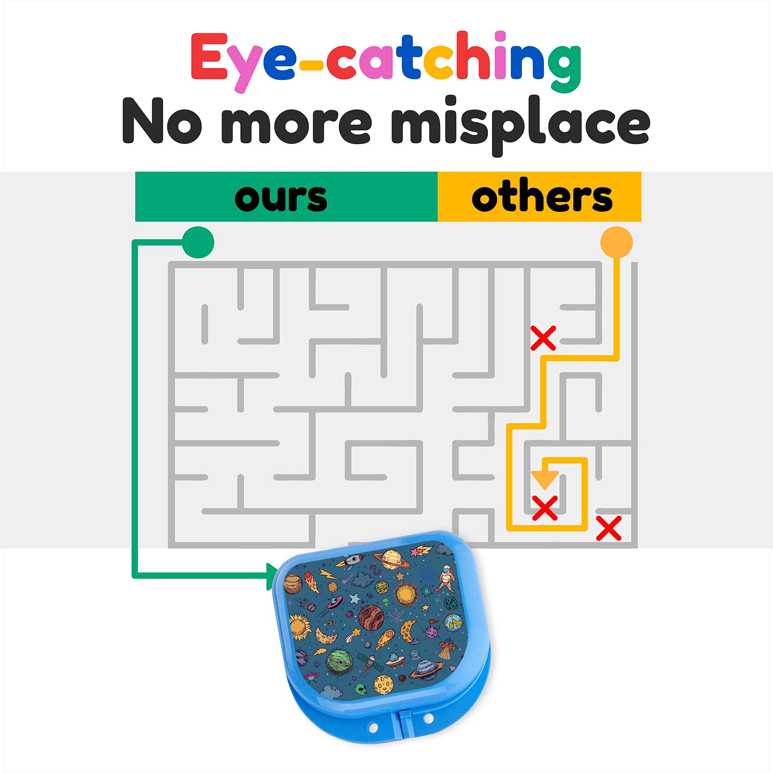 Cute Retainer Cases, Retainer Holder Case 1 Pack, Aligner Case with Funny Cartoon, Night Guard Case with Space Patterns (Blue)