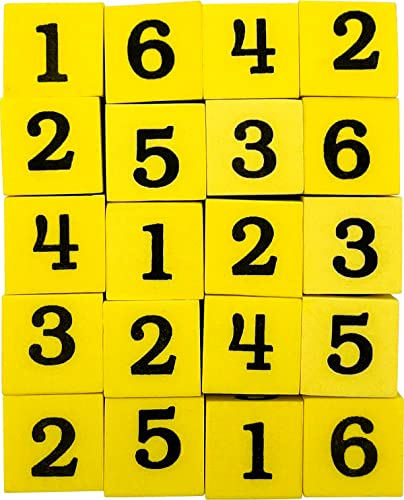 Teacher Created Resources Foam Numbered Dice 1-6, Pack of 20 , Yellow