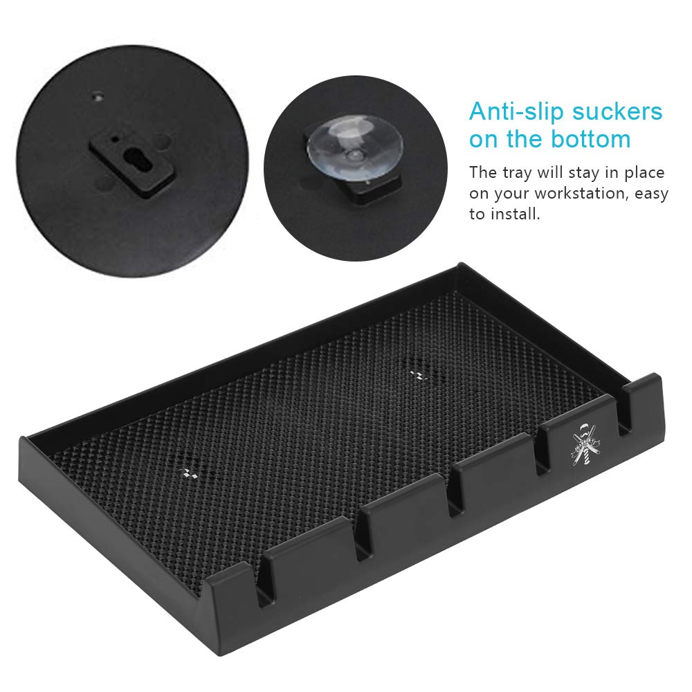 Barber Clipper Tray,Professional Anti-slip Heat Resistant Salon Clippers Organizer Razor Case with 5 Slots Hair Trimmer Holder
