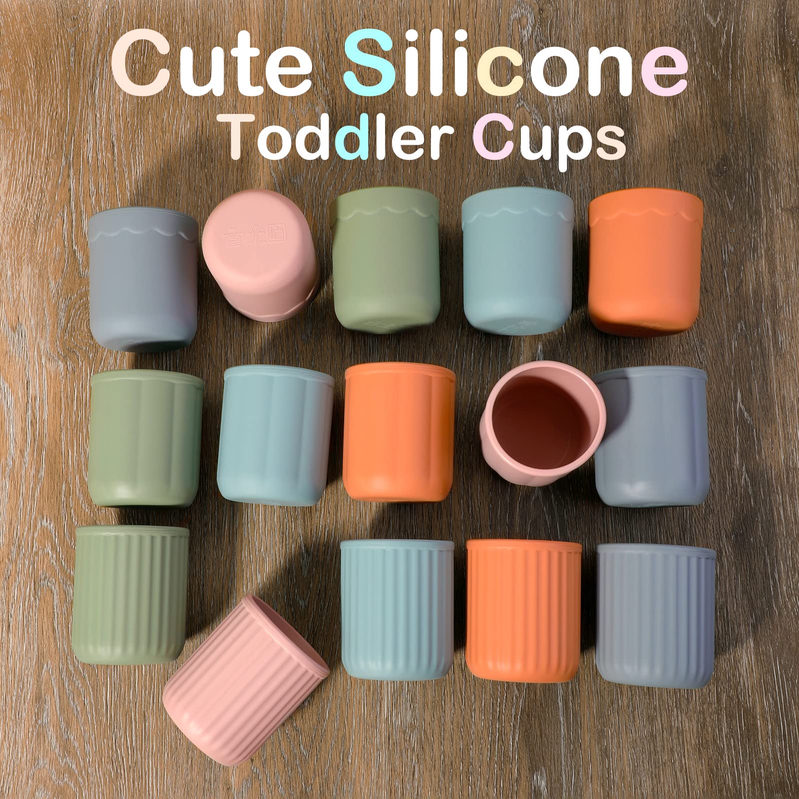 CSFICTS Toddler Cups Silicone Baby Cup - Mini Open Cup for Babies and Toddlers, Unbreakable Drinking Training Cup, BPA Free, 2 Pack, 6 Months+ (Ether/Sage)