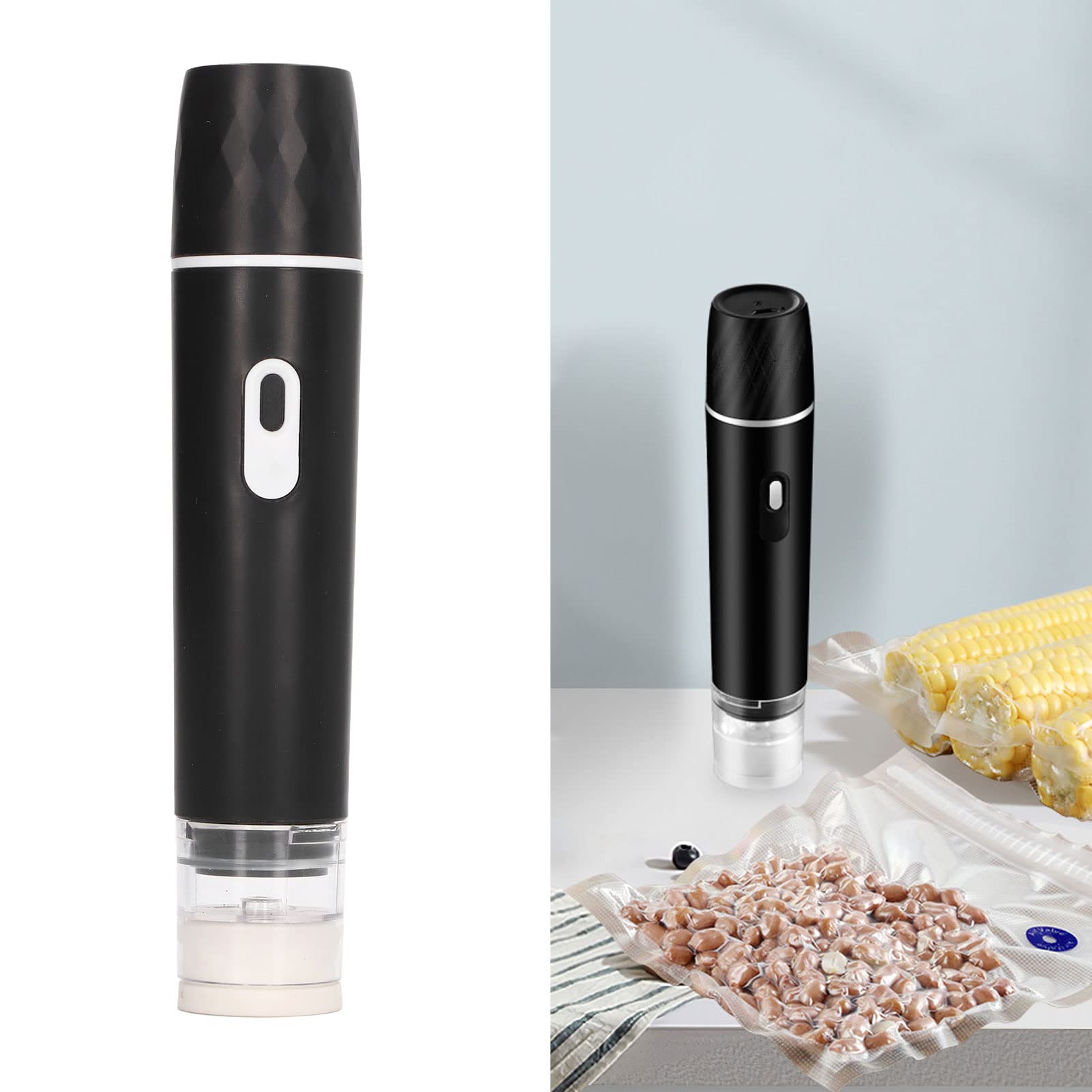 Electric Air Pump Vacuum Seal Pump Handheld Vacuum Food Sealer Automatic Food Vacuum Pump Cordless Sealing Machine Tool for Food Storage (Black)