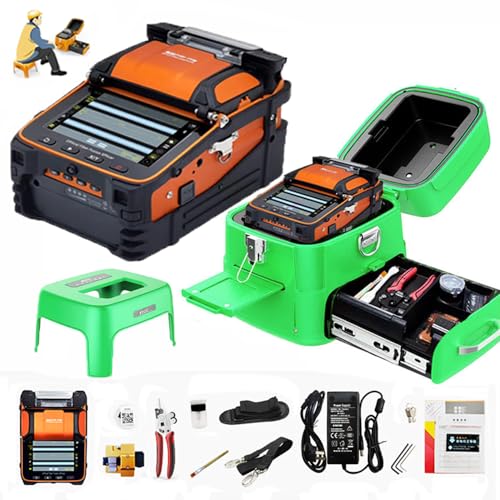 D YEDEMC SM&MM Automatic Fiber Optical Fusion Splicer Integrate Visual Fault Locator and Optical Power Meter (Ai-9) & Fiber Cleaver Kit (Green_Box_Ai-9)