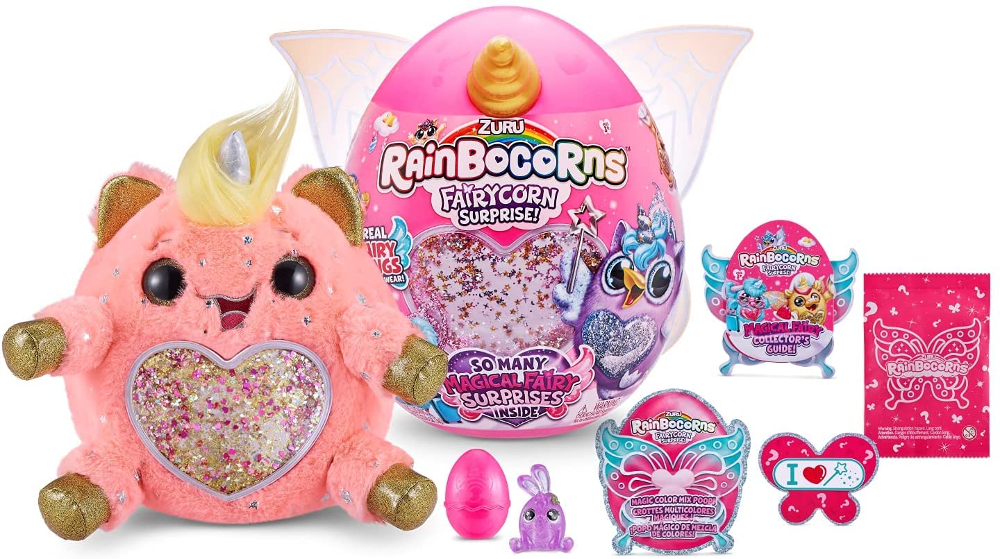 Rainbocorns Fairycorn Surprise (Unicorn) by ZURU 11" Collectible Plush Stuffed Animal - Ultimate Surprise Egg, Wearable Fairy Wings, Slime, Sparkle Sequin Heart, Ages 3+ for Girls, Children
