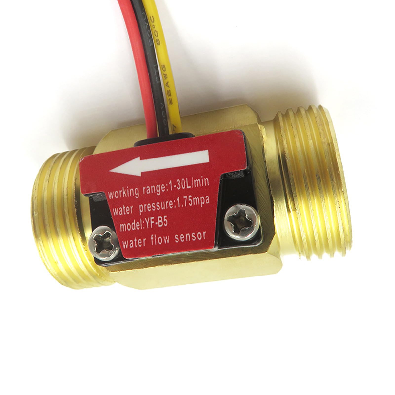 GREDIA G3/4" Male Thread Brass Water Flow Sensor Switch Hall Effect Liquid Flowmeter Fluidmeter Counter BSP 1-30L/Min(50mm in Total Length)