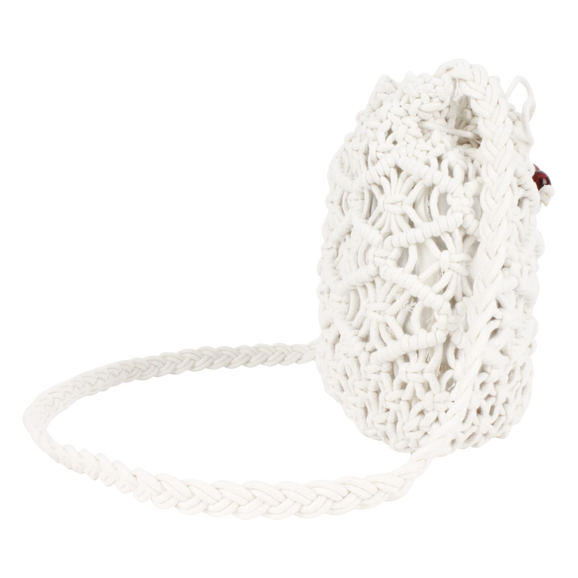 Meyaus Women Mini Cotton Crochet Crossbody Bag Summer Beach Shoulder Bag Drawstring Purse