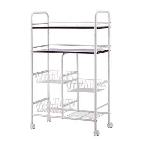 CXDTBH Cannes Double Row Metal Mesh Basket Cart Storage Shelf Rack Multi-Functional Kitchen Cabinet Coffee