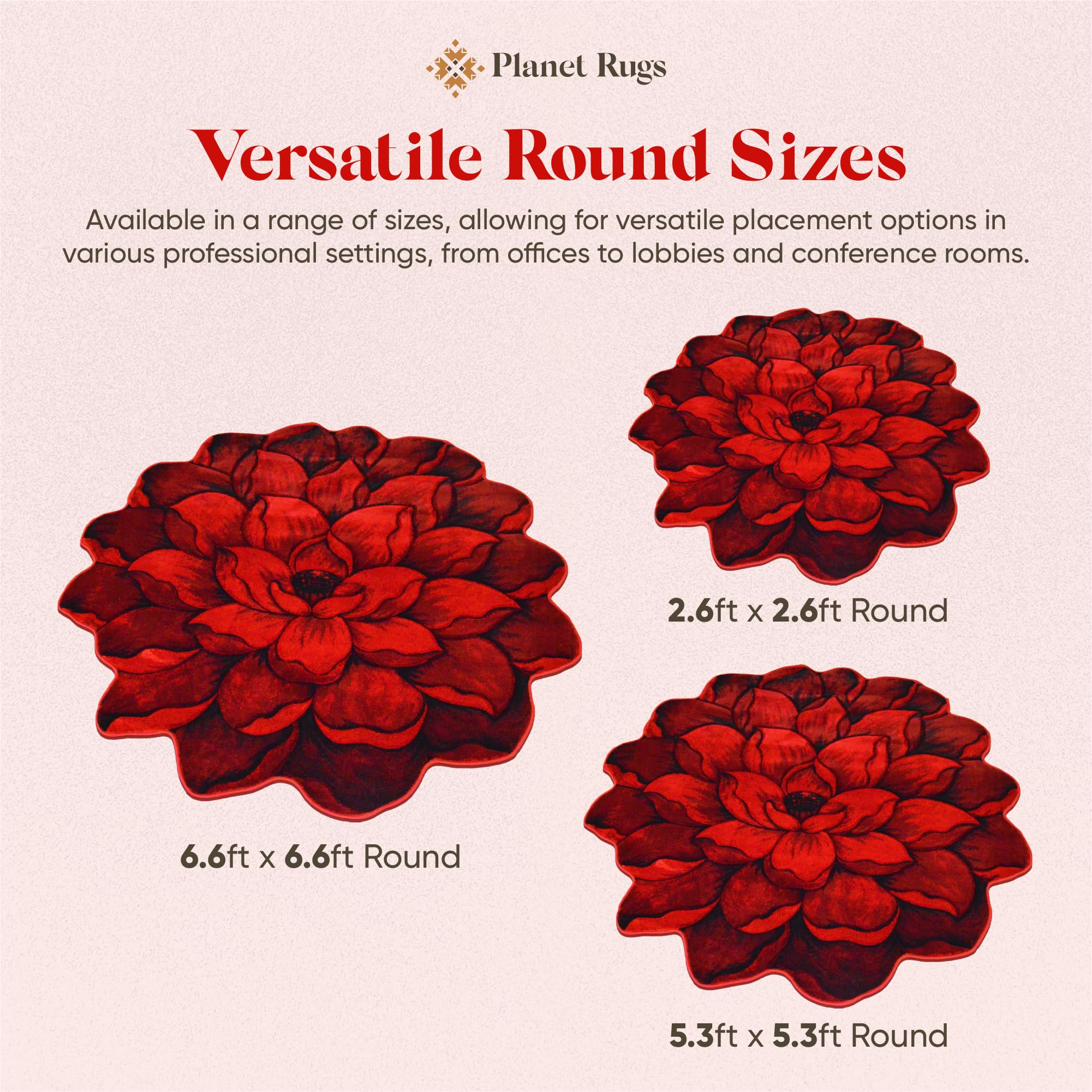Flower Rug 2ft Round Area Rugs Cute Plush Flower Shaped Rug Circle Girly for Bedroom Floor Living Room Carpet 301 Red