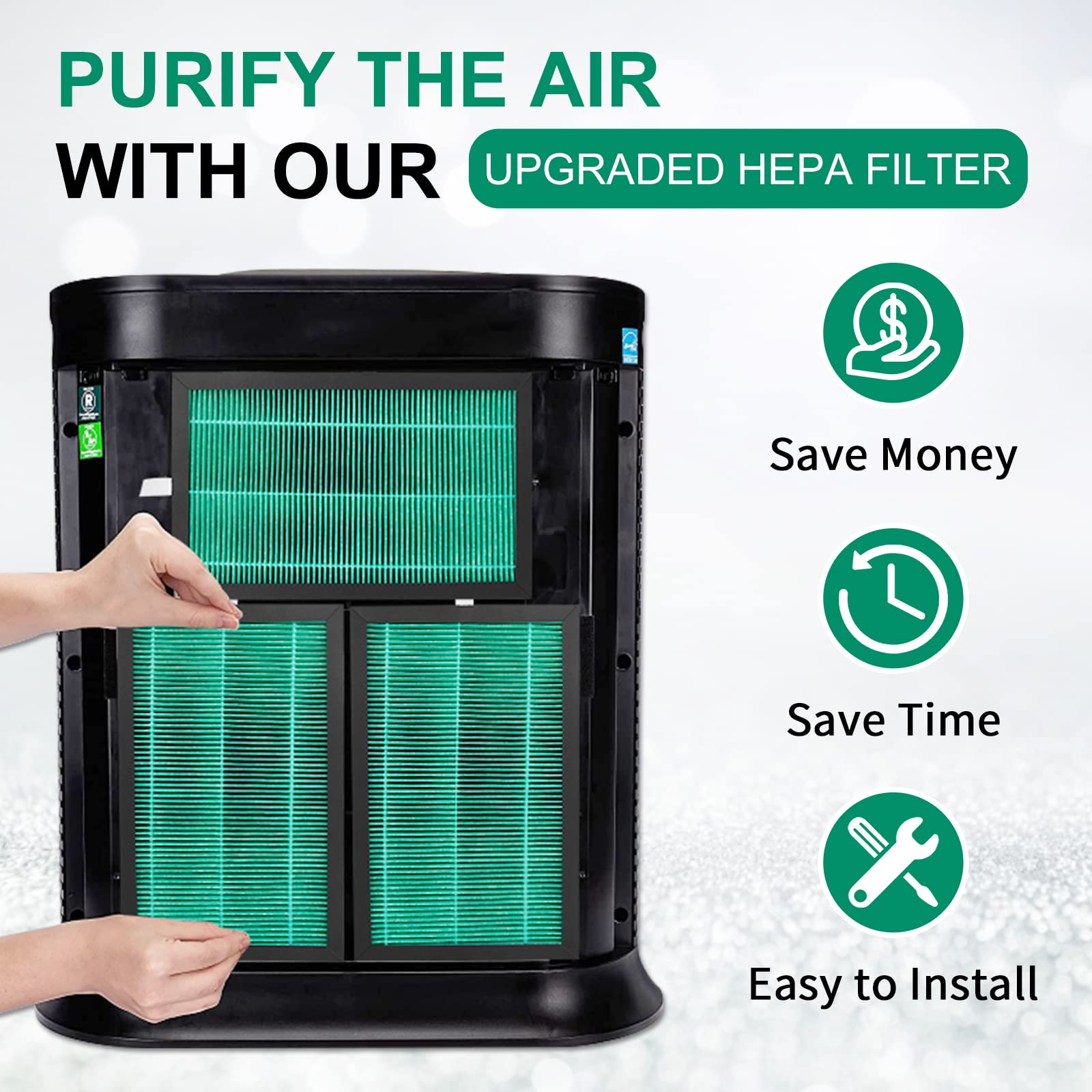 Upgraded HPA300 Replacement Filter Compatible with Honeywell HPA300 Air Purifier, 3 Upgraded HEPA Filters & 4 Activated Carbon Pre Filters, By KEEPOW