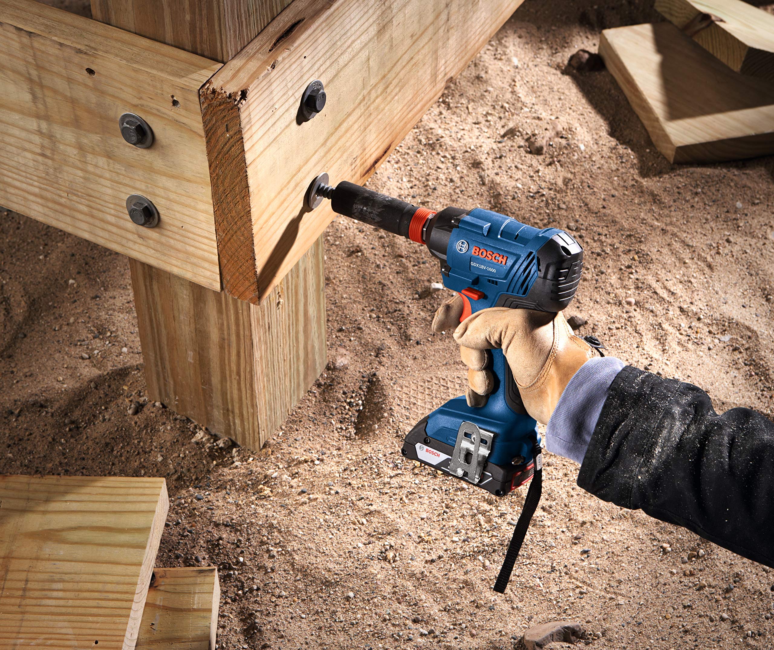 BOSCH GDX18V-1600B12 18V Freak 1/4 In. and 1/2 In. Two-In-One Bit/Socket Impact Driver KitwithBOSCH ITBHQC201 2 1/4", Impact Tough Quick Change Bit Holder