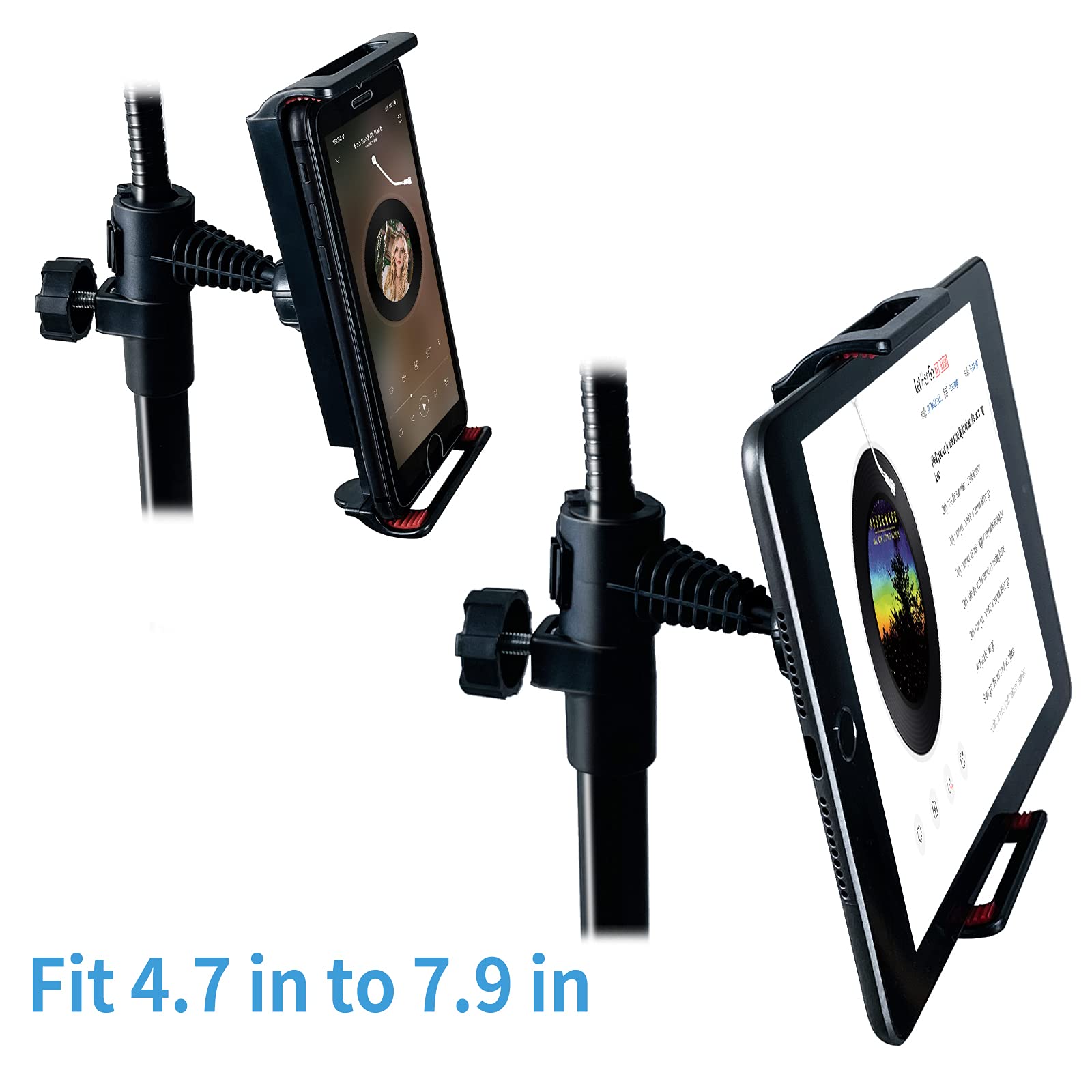 Bulalu Microphone Stand,Mic Stand with Adjustable Height Up To 6 Feet,Gooseneck,Microphone Tripod with Phone Holde With 2 Standard Mic Clips