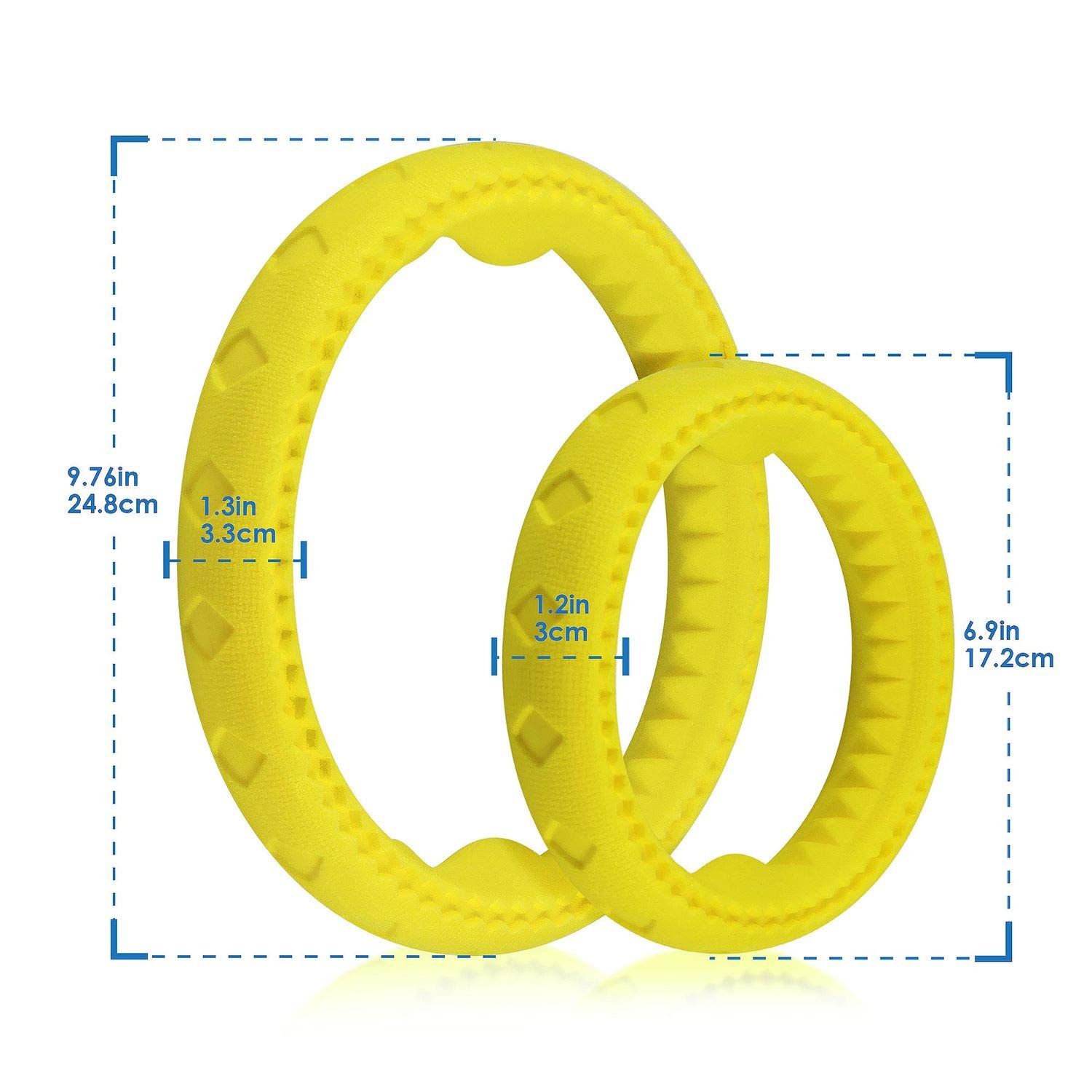 Fluffy Paws Dog Chewing Ring - Soft Rubber Ring Dental Chewing Teething Biting Chasing Training Toy for Small and Medium Dog Puppy - 7", Yellow