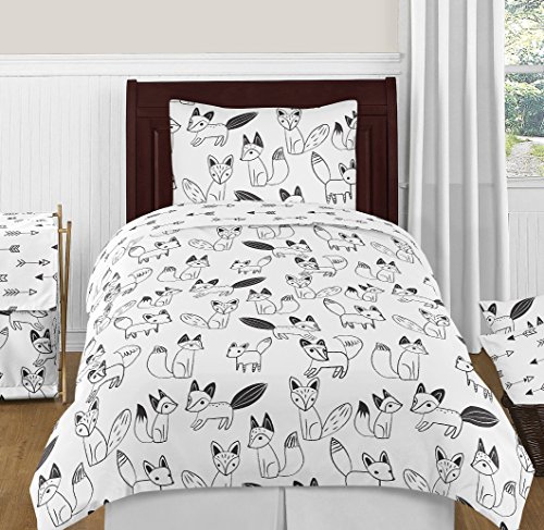Sweet Jojo Designs Black and White Arrow Foldable Fabric Storage Cube Bins Boxes Organizer Toys Kids Baby Childrens for Fox and Arrow Collection Set of 2