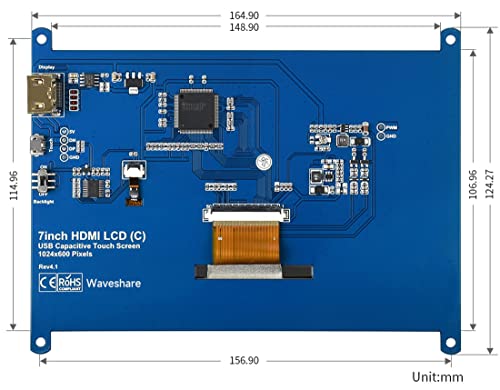 waveshare 7inch HDMI LCD (C) Capacitive Touch Screen Display Supports Various Systems for All Ver. Raspberry pi 3 Model B/3 B+ 2B/B+/B/A BeagleBone Black Banana Pi/Pro Video Photo Kit