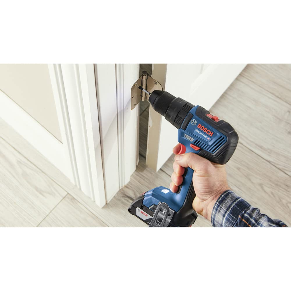 Bosch GSB18V-490B12-RT 18V EC Brushless Lithium-Ion 1/2 in. Cordless Hammer Drill Driver Kit (2 Ah) (Renewed)