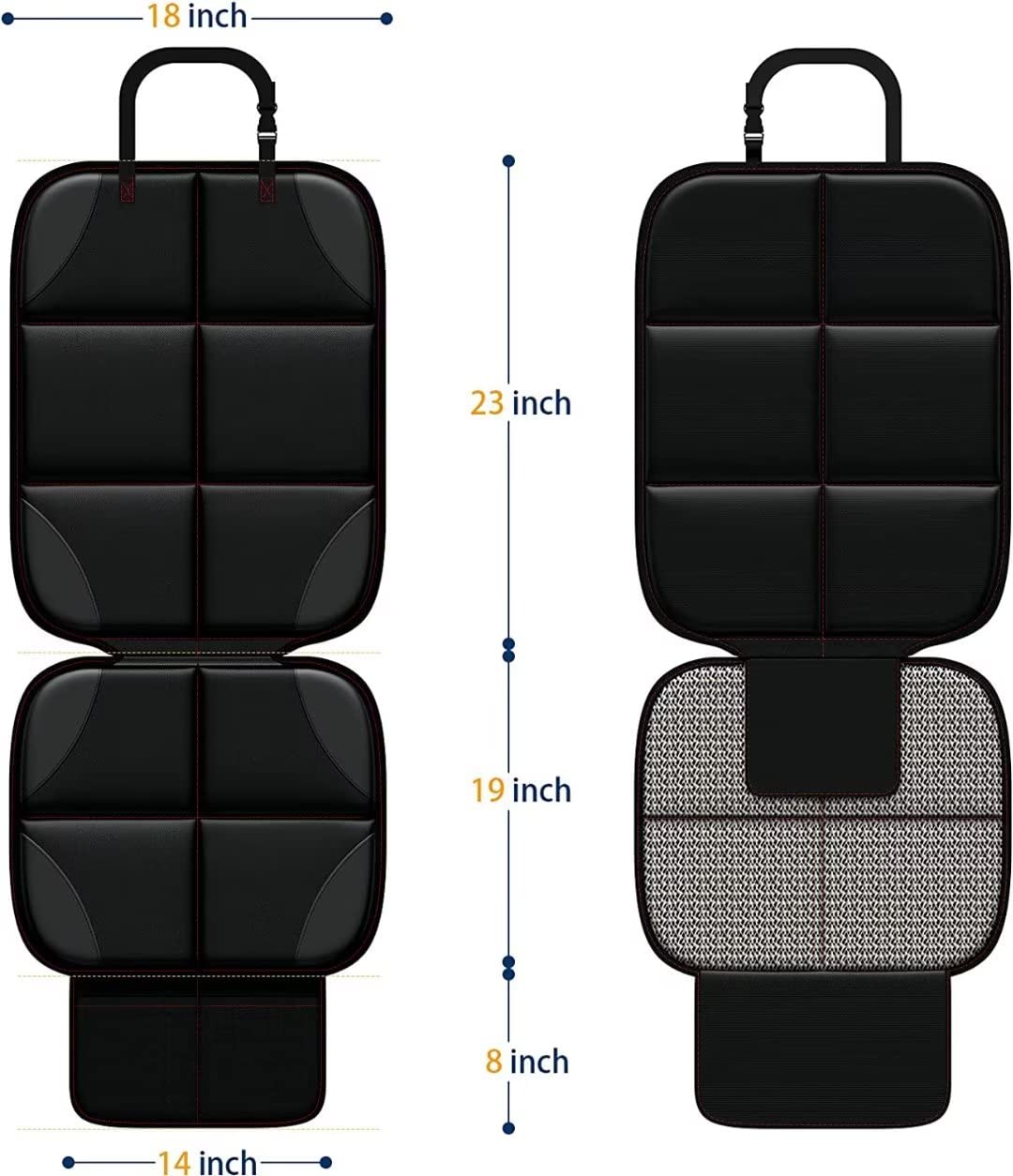 ctor MHO+All 2 Pack Auto for Child Baby Car Seats - Large CarSeat Sit Savers Mat with Waterproof 600D Fabric & 2 Storage Pockets, Crash Test Approved