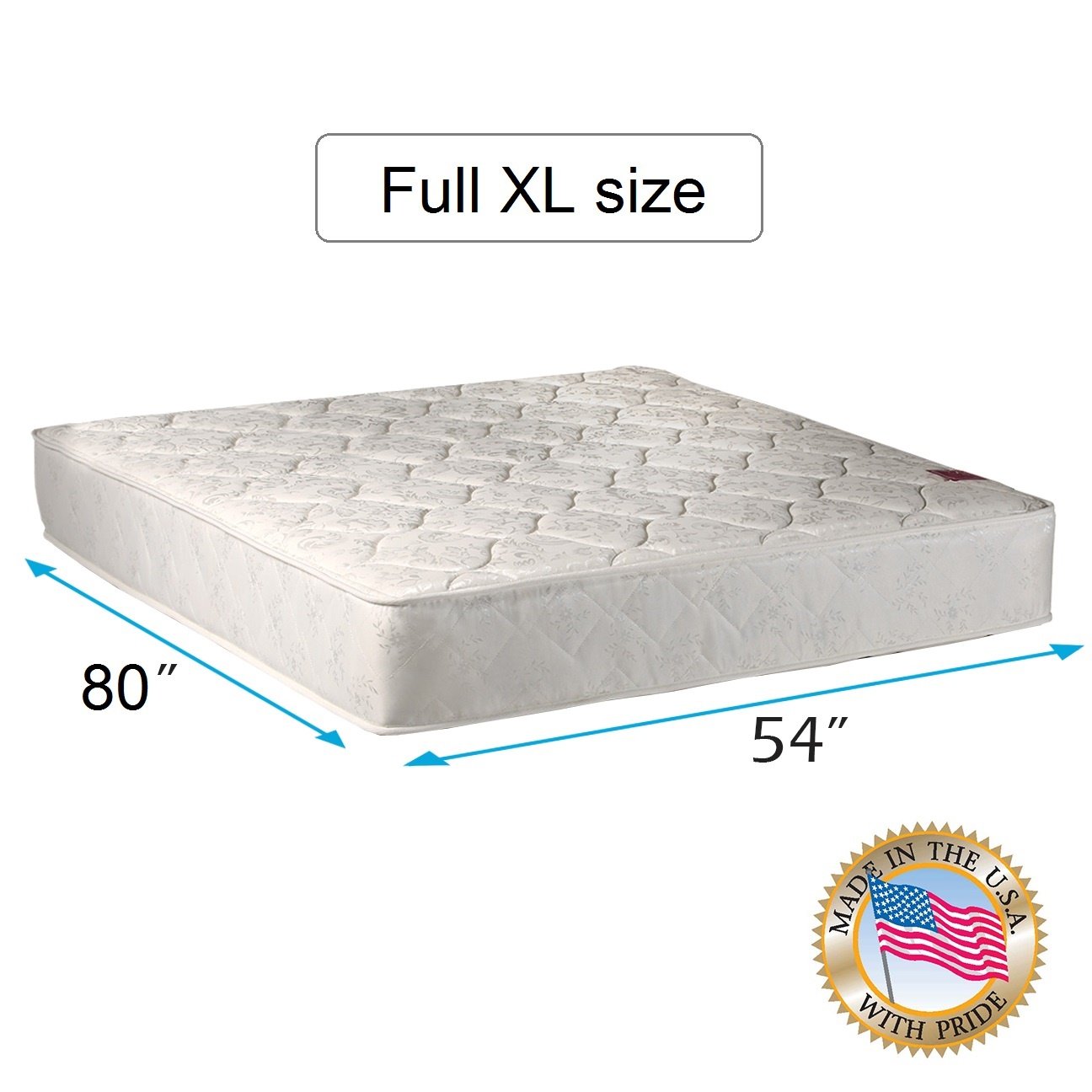 Dream Solutions USA DS USA American Legacy Medium Firm Innerspring Full XL Mattress Only with Mattress Cover Protector Included - Fully Assembled, Orthopedic, Spine Support and Longlasting Comfort