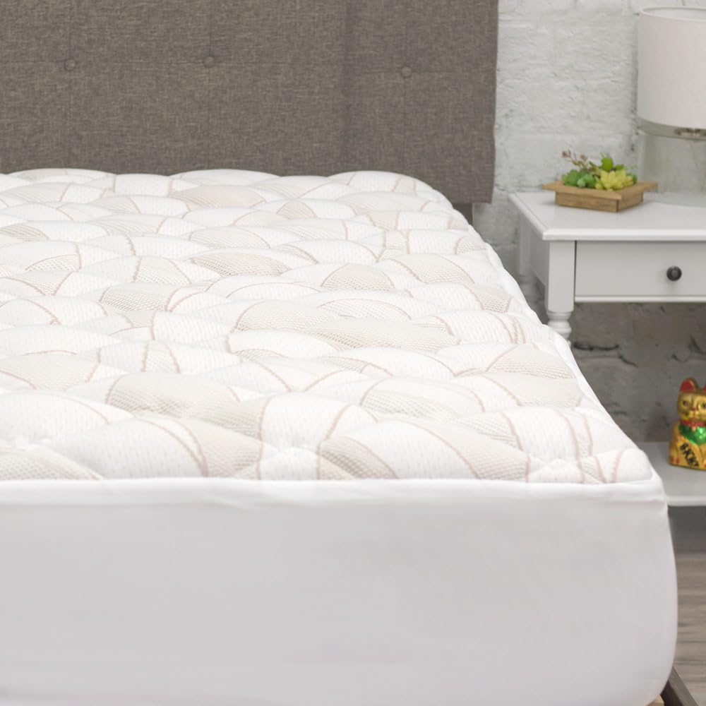 eLuxurySupply Copper Infused Mattress Pad - Fitted Skirt with Extra Plush and Thick Copper Mattress Pad Topper - Cooling Effect Pillow Top Mattress Cover Featuring Cutec Technology - California King