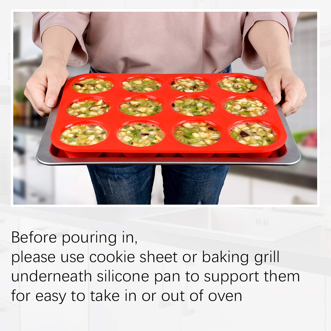 CAKETIME 12 Cups Muffin Pan, 7 Cups Muffin Pan for Air Fryer with Handles