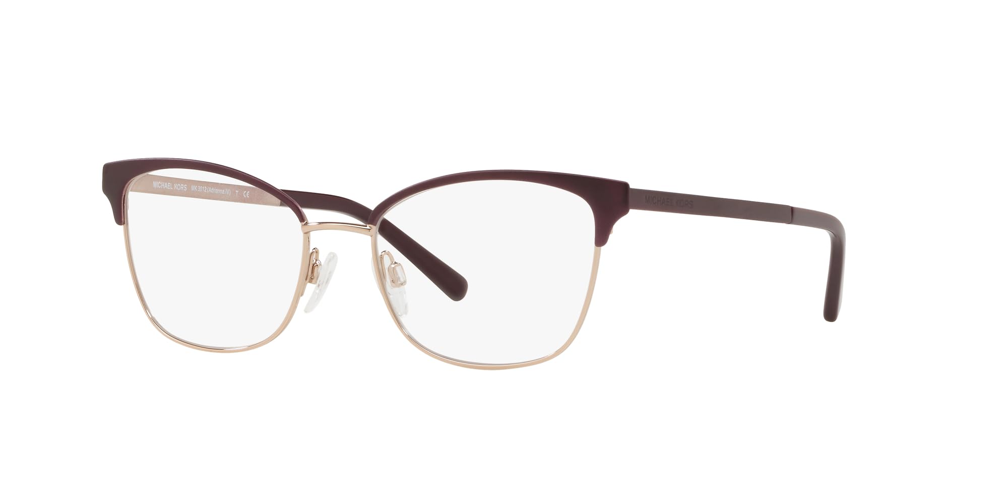 Michael Kors Adrianna IV MK 3012 1108 Matte Cordovan Rose Gold Metal Cat-Eye Eyeglasses 51mm