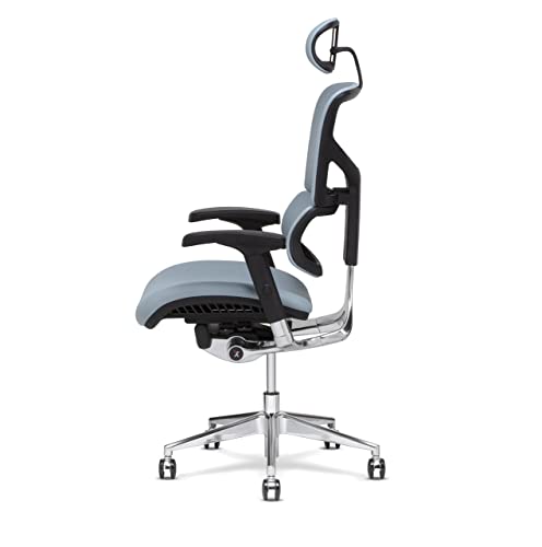 X-Chair X3 Management Office Chair, Glacier A.T.R. Fabric with Headrest - High End Comfort Chair/Dynamic Variable Lumbar Support/Floating Recline/Highly Adjustable/Durable/Executive Office Desk Seat