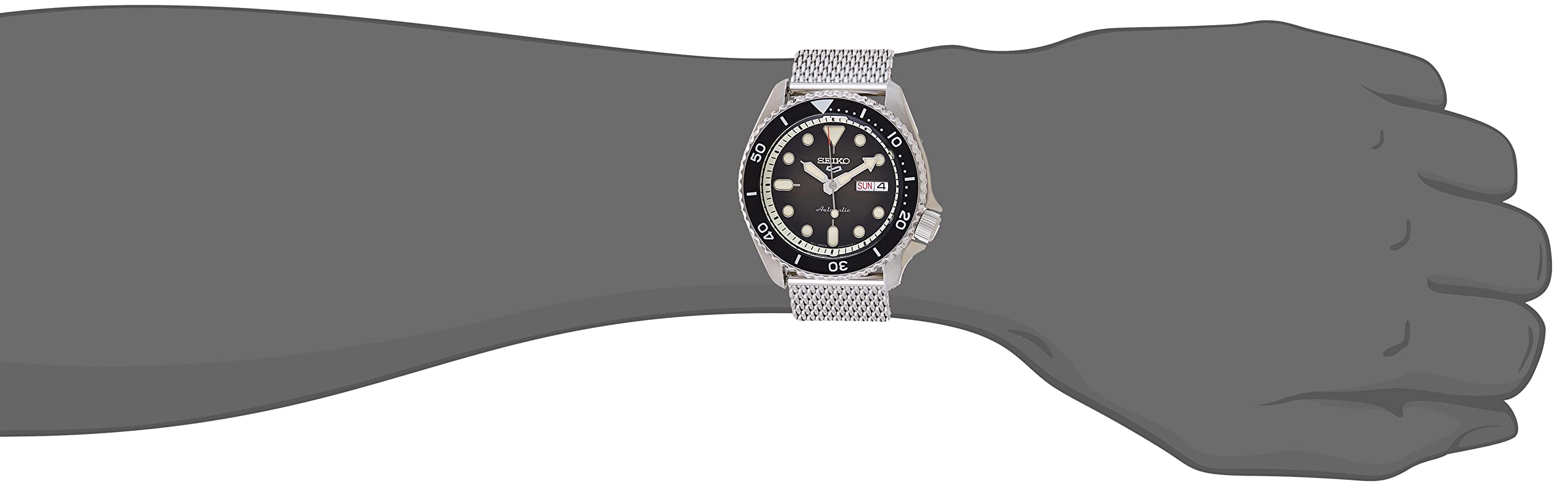 SEIKO Men's 5 Sports Automatic Watch with Stainless Steel Strap, Silver, 22 (Model: SRPD73)