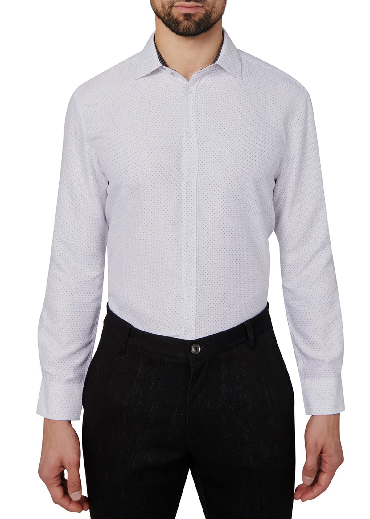 Calabrum Mens Long Sleeve Wrinkle Free Performance Dress Shirt, Forest, Large