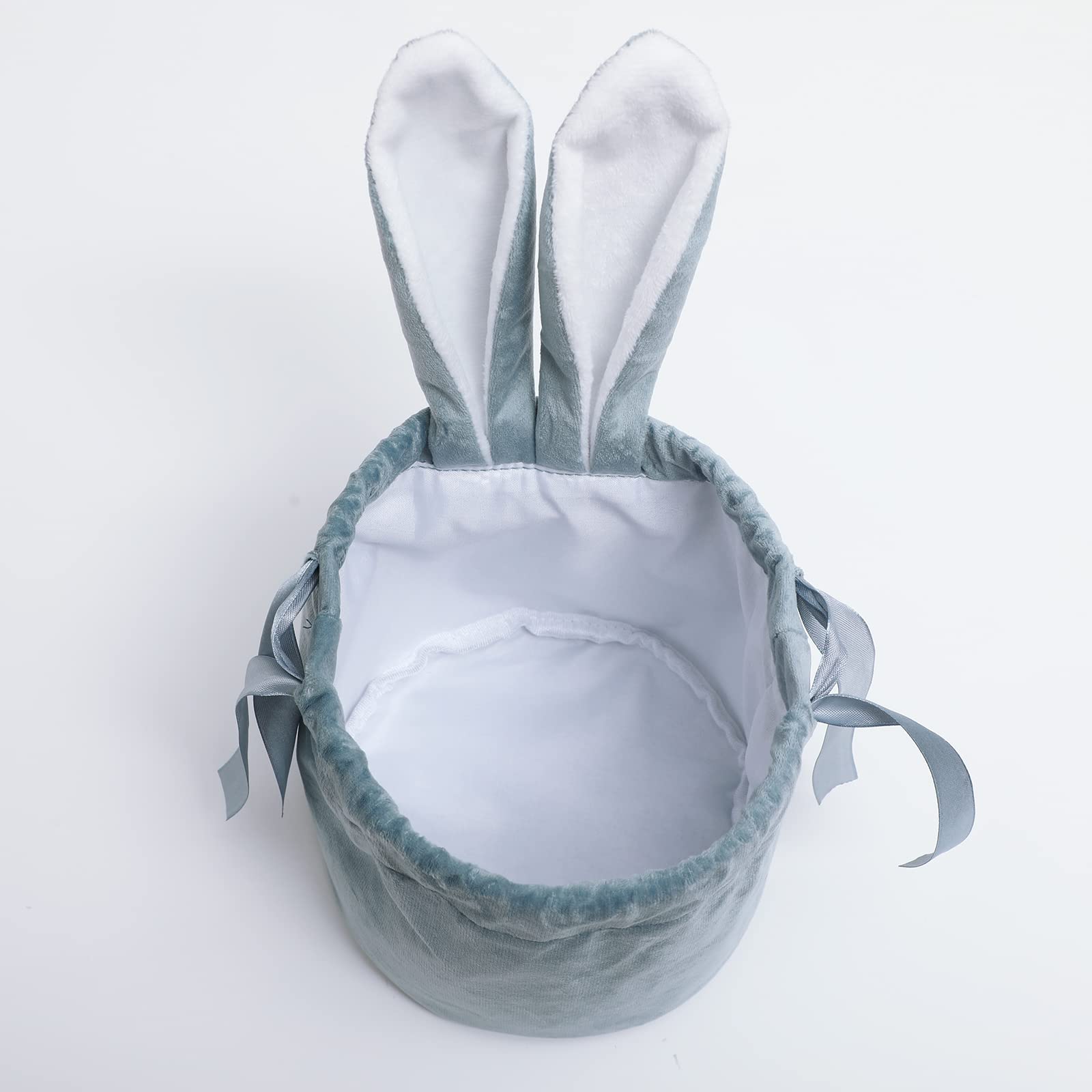 EMBRUNIOICE Easter Candy Gift Bags for Baby,Velvet Bunny Easter Treat Bags,Easter Egg Hunt Bags,Easter Drawstring Goodie Gift Bags for Baby Party Supplies(Blue)