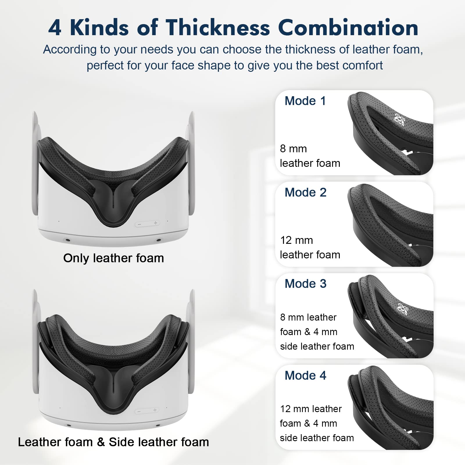 M AMVR Face Pad Compatible with Quest 2 Accessories, Face Pad Foam Replacement, with Fitness Facial Interface, Breathable PU Face Cushion and Lens Protector, Air-Circulation Design (Not for Quest 3)