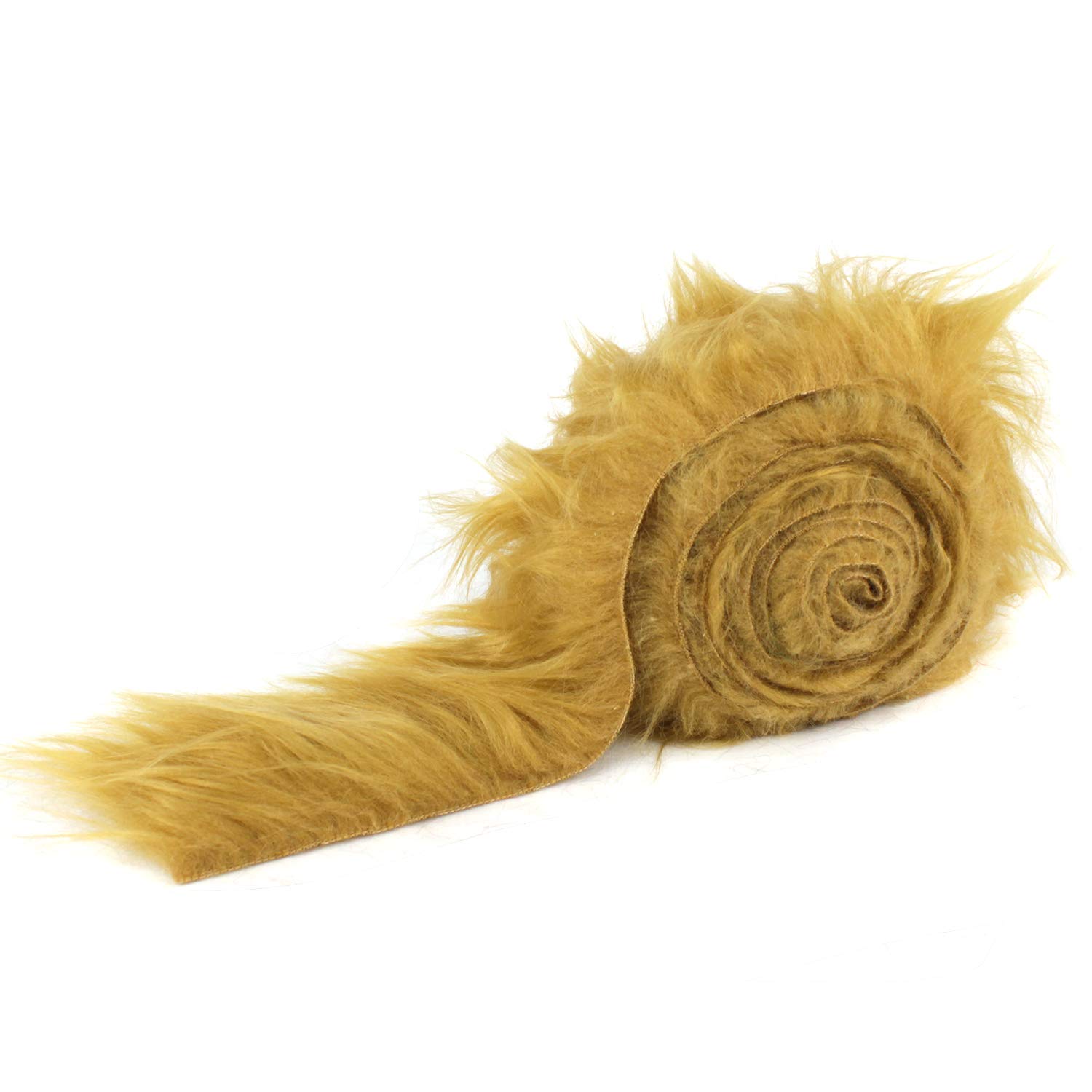 Barcelonetta | Faux Fur Fabric Strip | Shaggy Fur Fabric Trim Roll | Craft, Costume, Decoration, Collar, Tail (Camel, 1.5 Yards X 2")