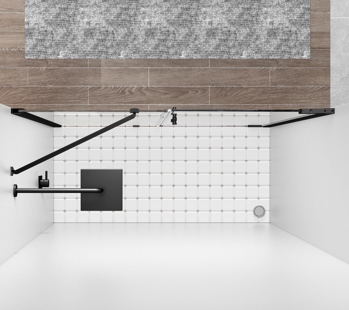 Elegant Kitchen and Bath SD404-6072MBK Semi-Frameless hinged Shower Door 60 x 72 Matte Black
